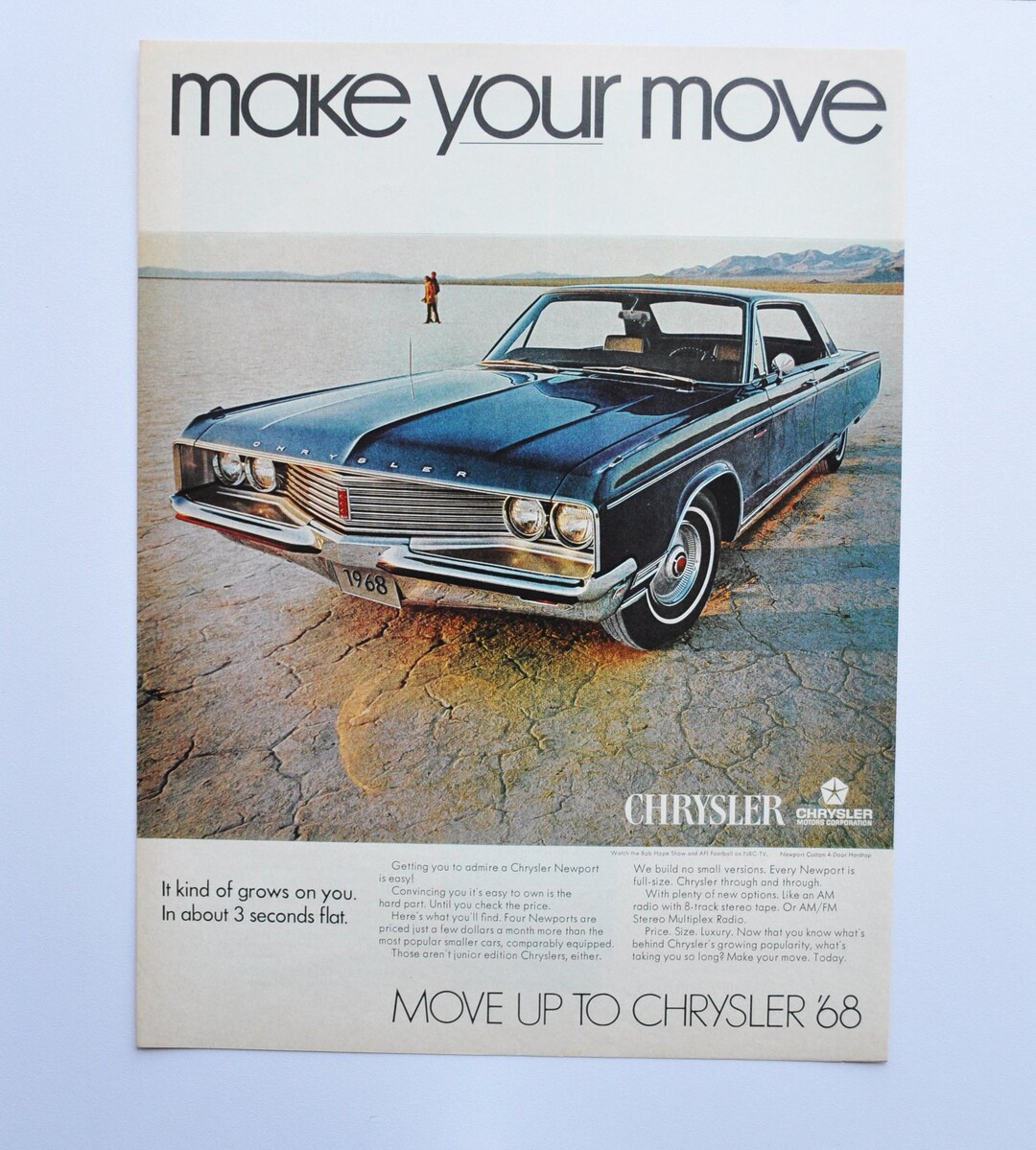 Large Car Ad 1968 Chrysler Newport (motor Company Classic Old Photo ...