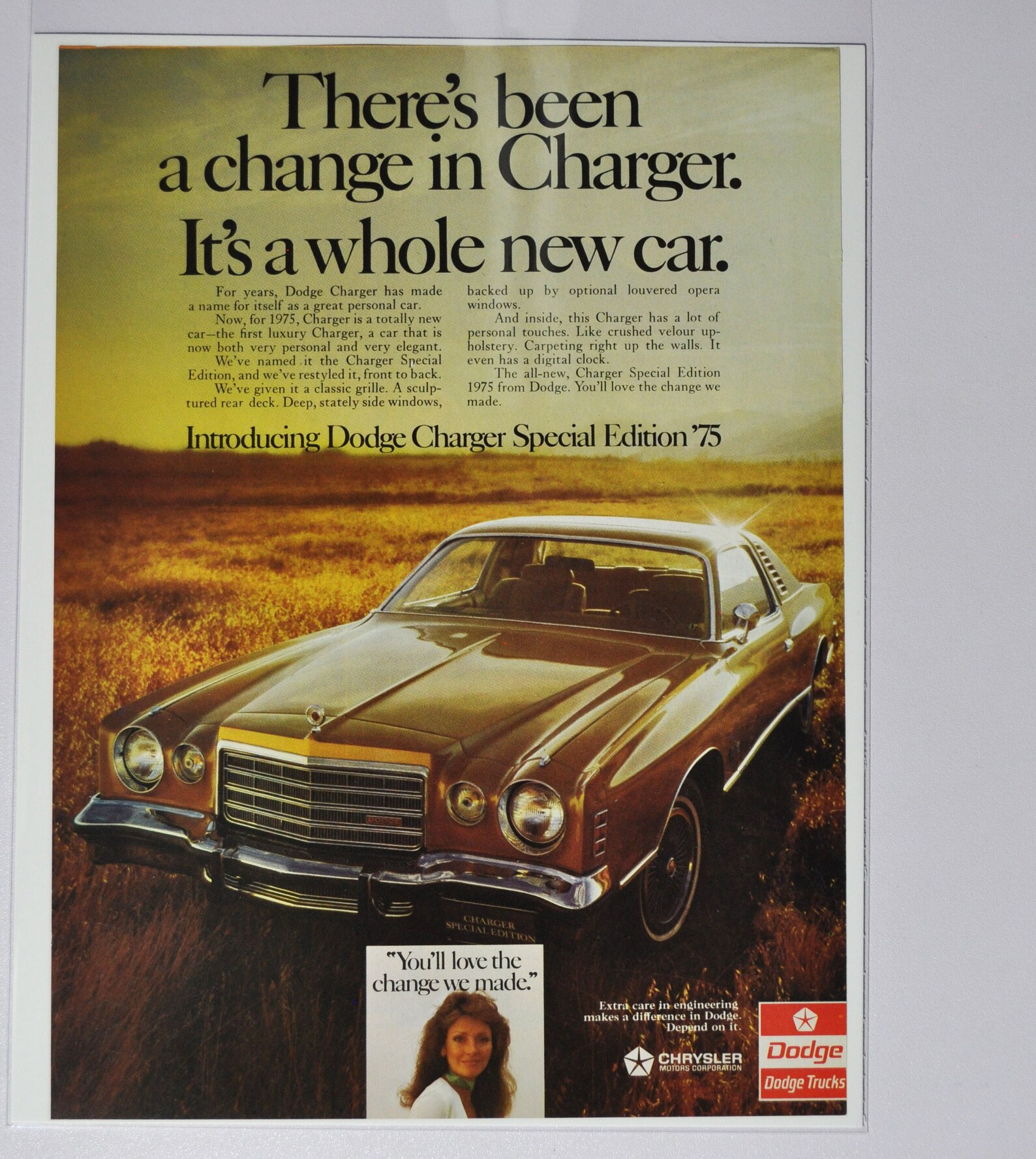 Car Ad 1975 Dodge Charger Special Edition (motor Company Classic Old ...