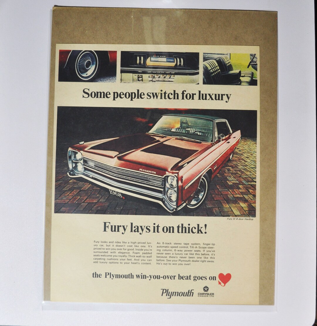 Large Car Ad 1968 Plymouth Fury III 3 4-door Hardtop (motor Company ...