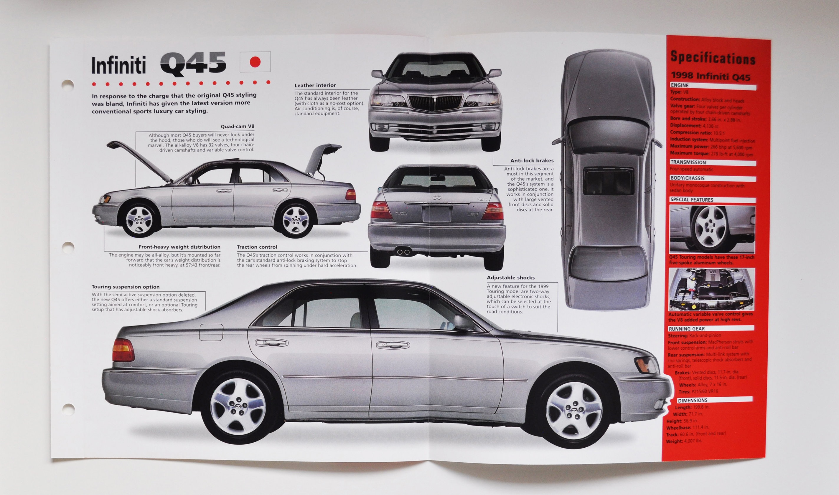 Spec Sheet Infiniti Q45 1989-PRESENT car Photo Stat Info Specs Brochure ...