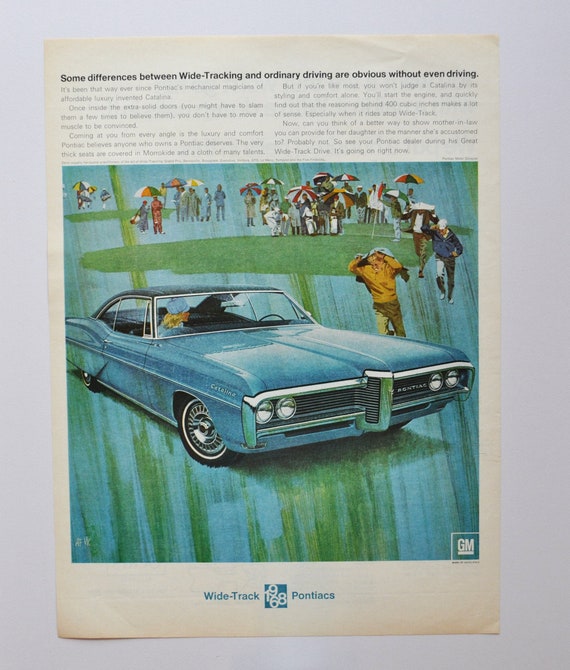 Large Car Ad 1968 Pontiac Catalina GM General Motors Company | Etsy