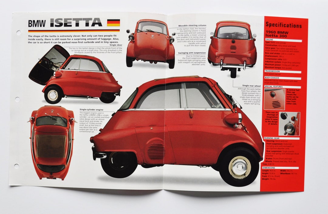 Spec Sheet BMW Isetta (1955-1965) (car Photo Stat Info Specs Brochure ...
