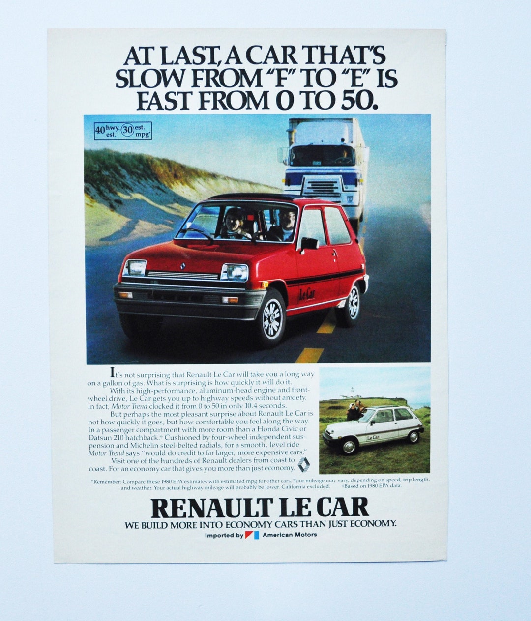 Large Car Ad 1980 Renault Le Car (motor Company Classic Old Photo ...