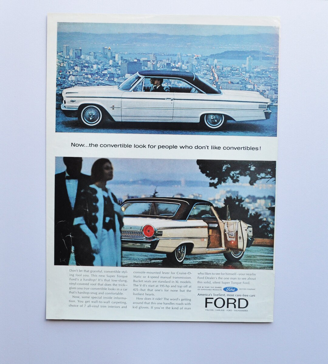 Large Car Ad 1963 Ford (motor Company Classic Old Photo Advertisement ...