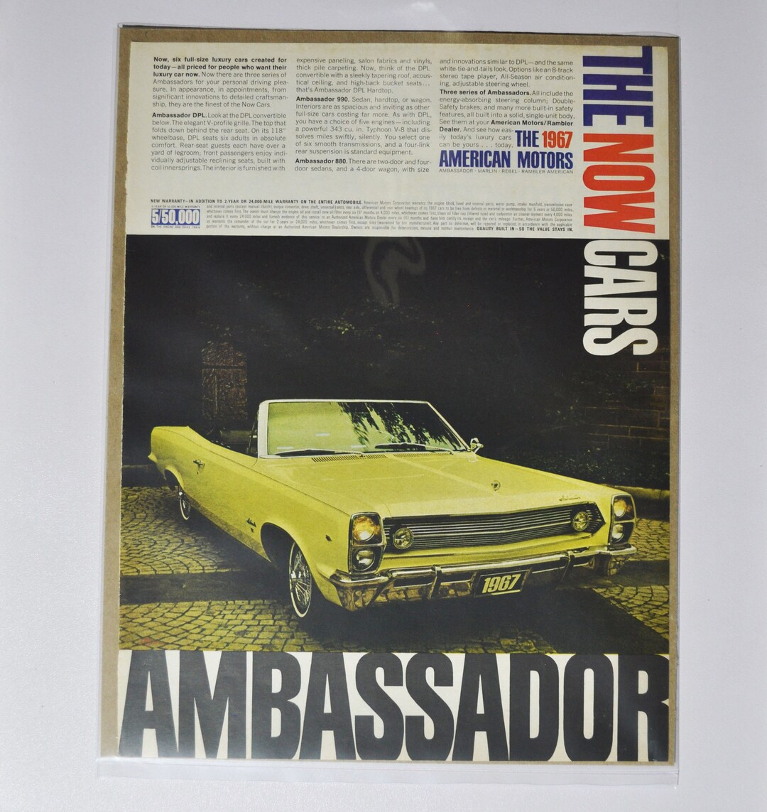 Large Car Ad 1967 AMC Ambassador (american Motors Company Classic Old ...