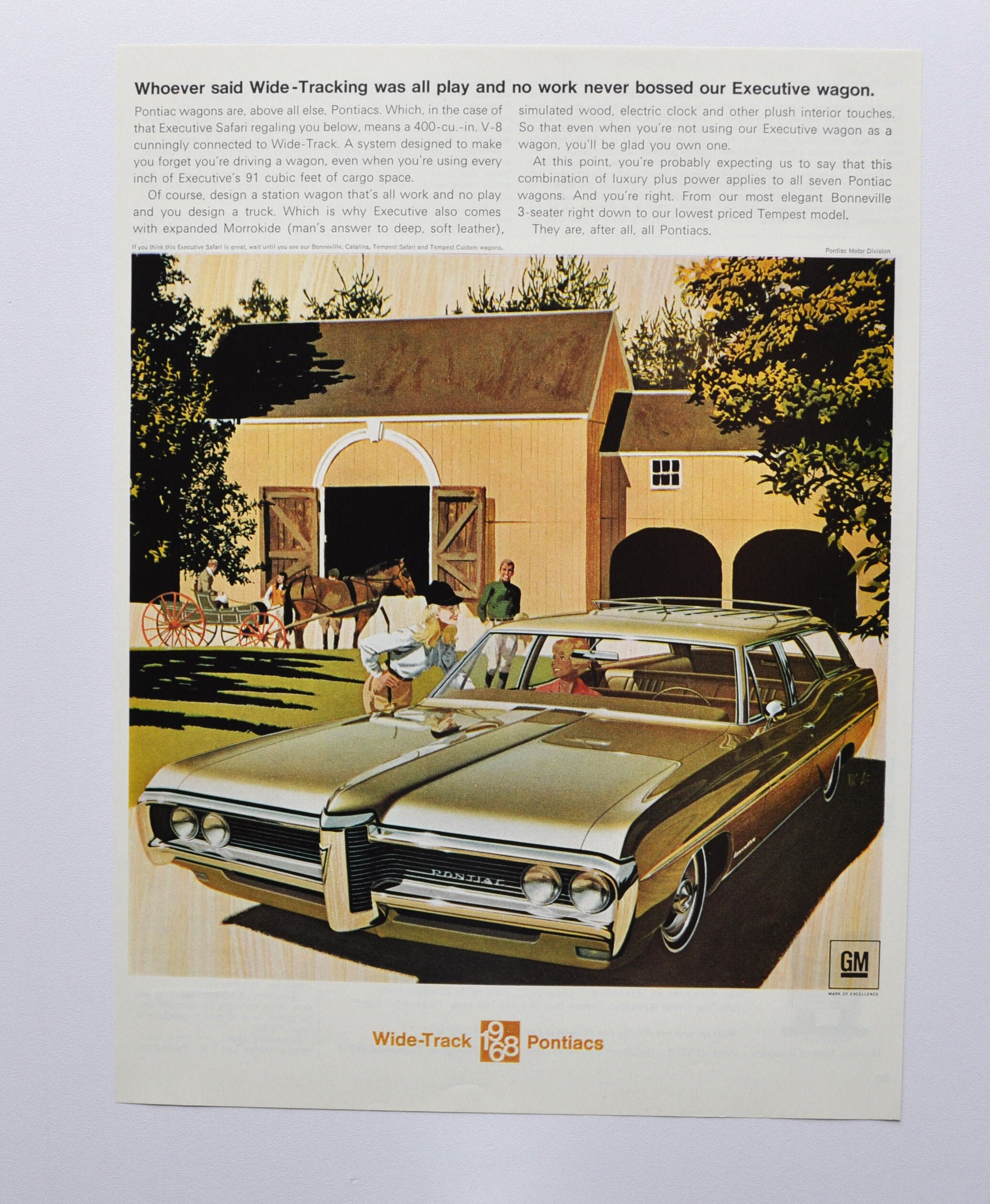 Large Car Ad 1968 Pontiac Executive Station Wagon GM general motors ...