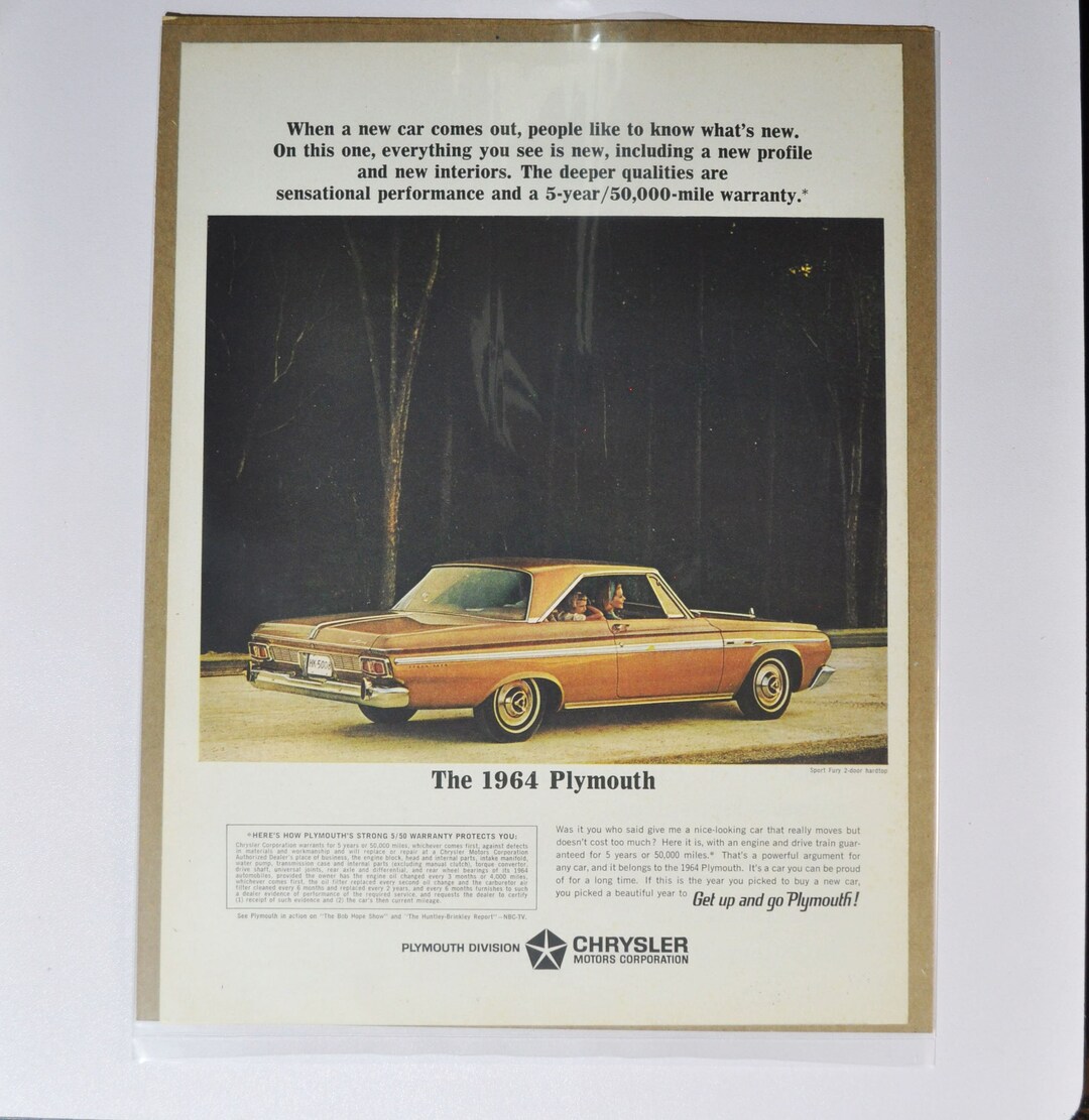 Large Car Ad 1964 Plymouth Sport Fury 2-door Hardtop (motor Company ...