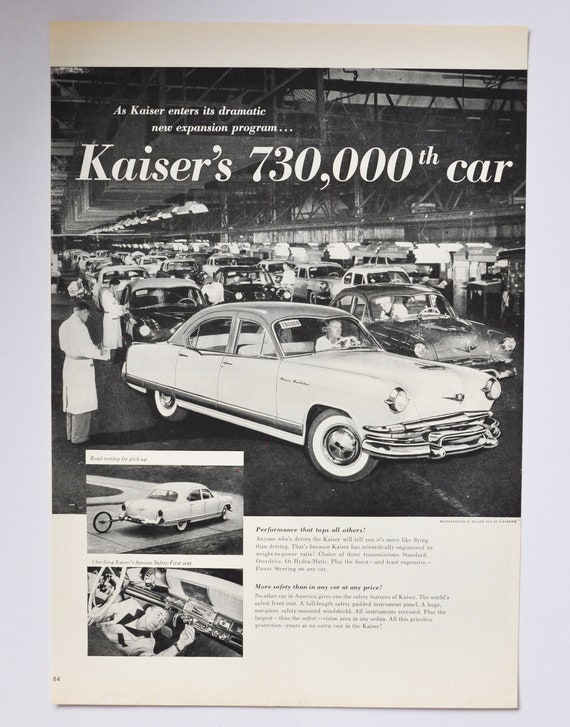 Large Car Ad 1953 Kaiser motor Company Classic Old Photo - Etsy