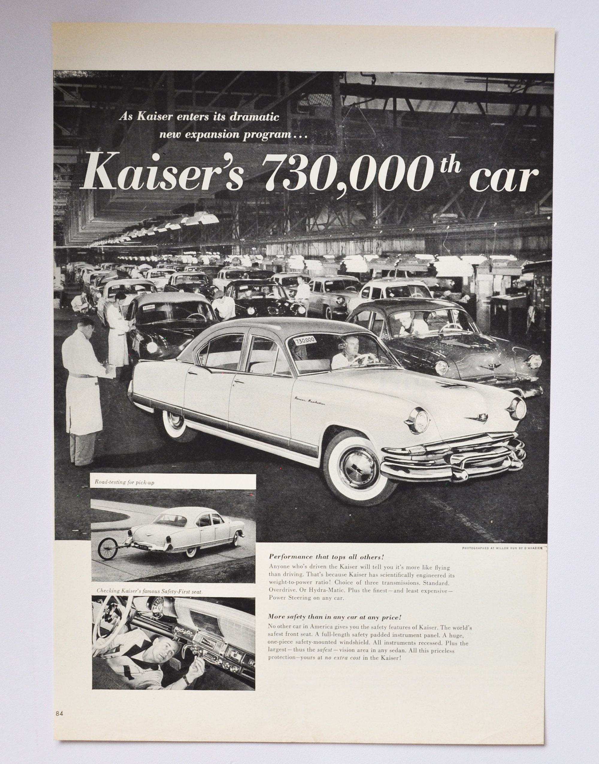Large Car Ad 1953 Kaiser motor company classic old photo | Etsy