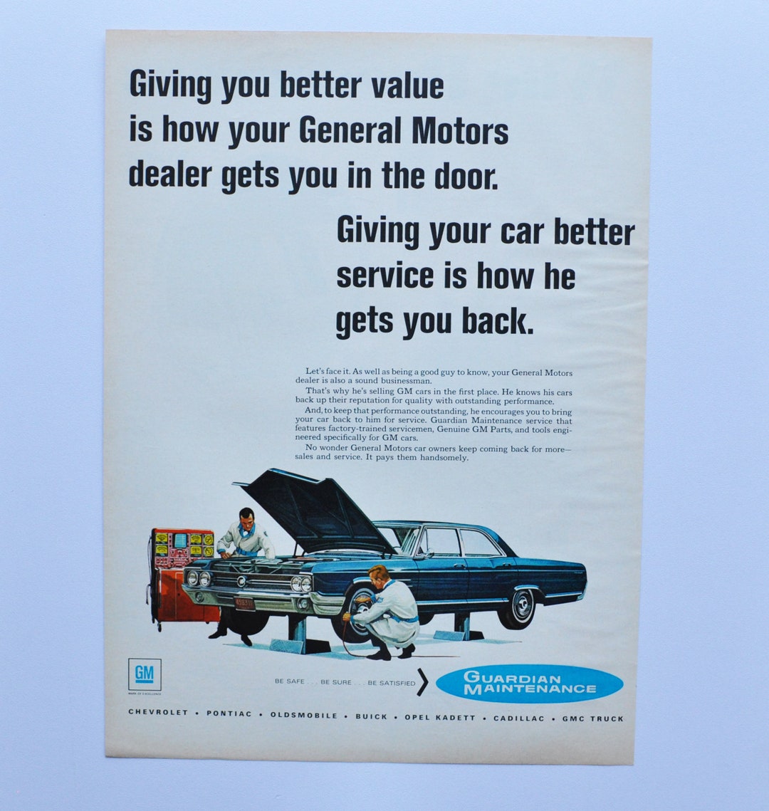 Large Car Ad 1967 General Motors Guardian Maintenance (motor Company ...