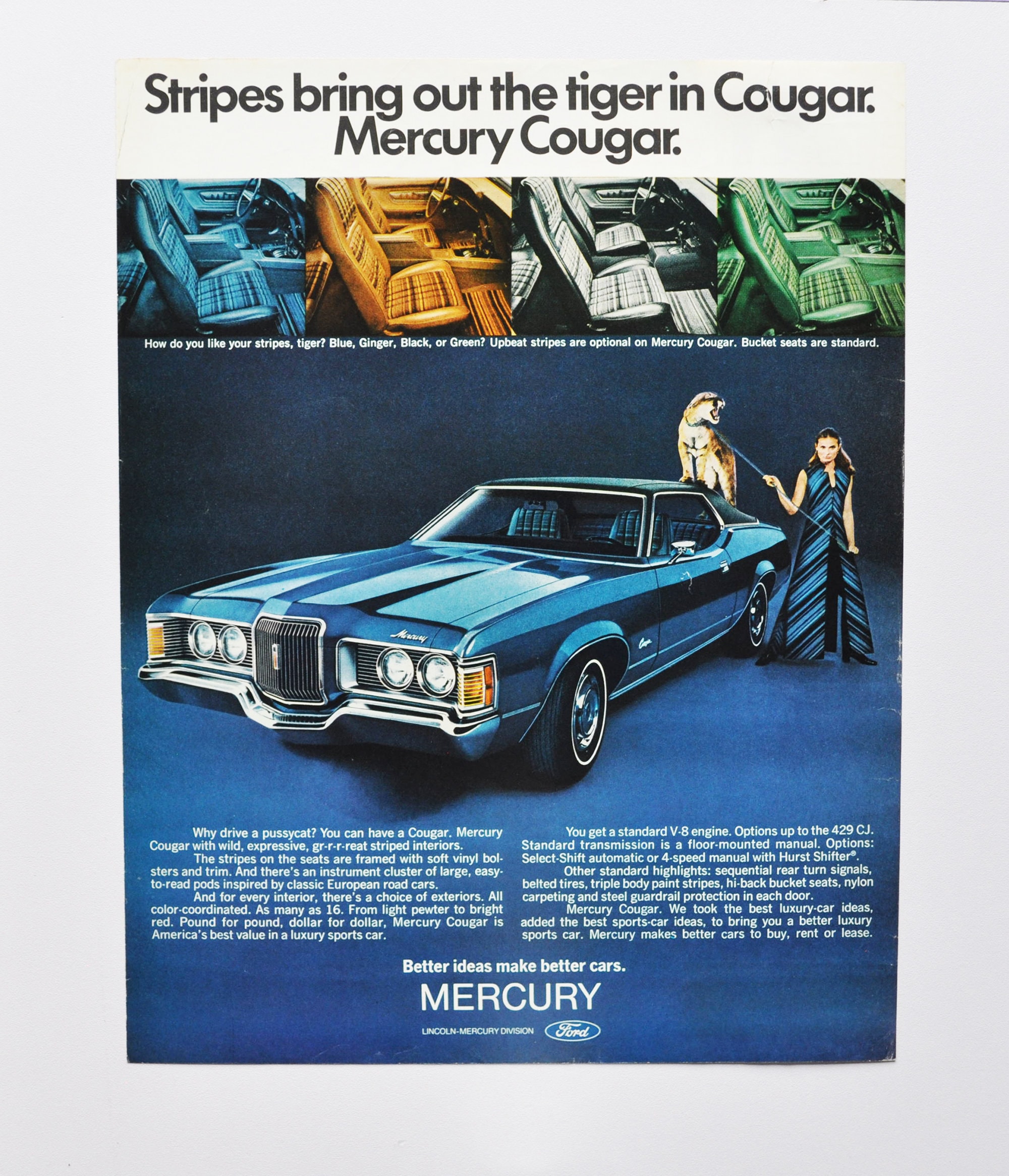 Large Car Ad 1971 Mercury Cougar ford Motor Company Classic - Etsy