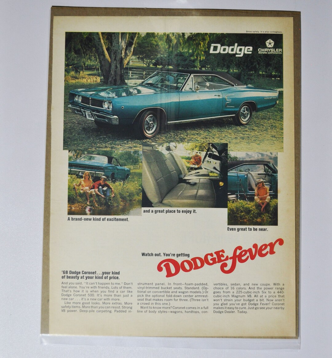 Large Car Ad 1968 Dodge Coronet 500 (motor Company Classic Old Photo ...
