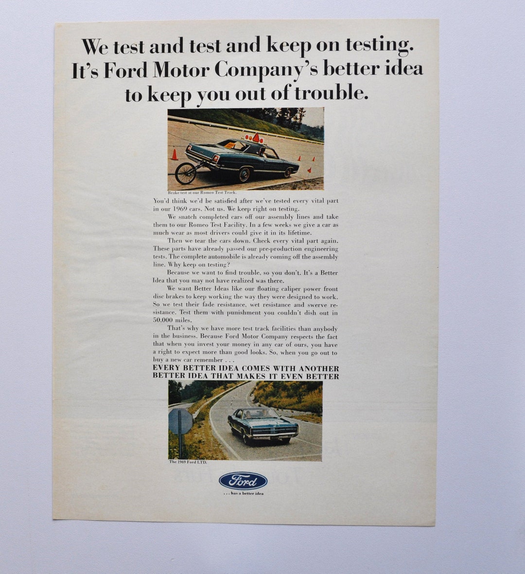 Large Car Ad 1969 Ford LTD (motor Company Classic Old Photo ...