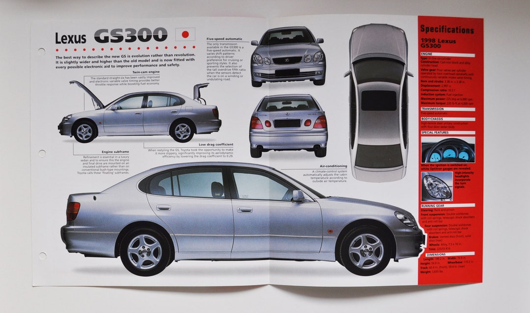 Spec Sheet Lexus GS300 1993-PRESENT car Photo Stat Info Specs Brochure ...