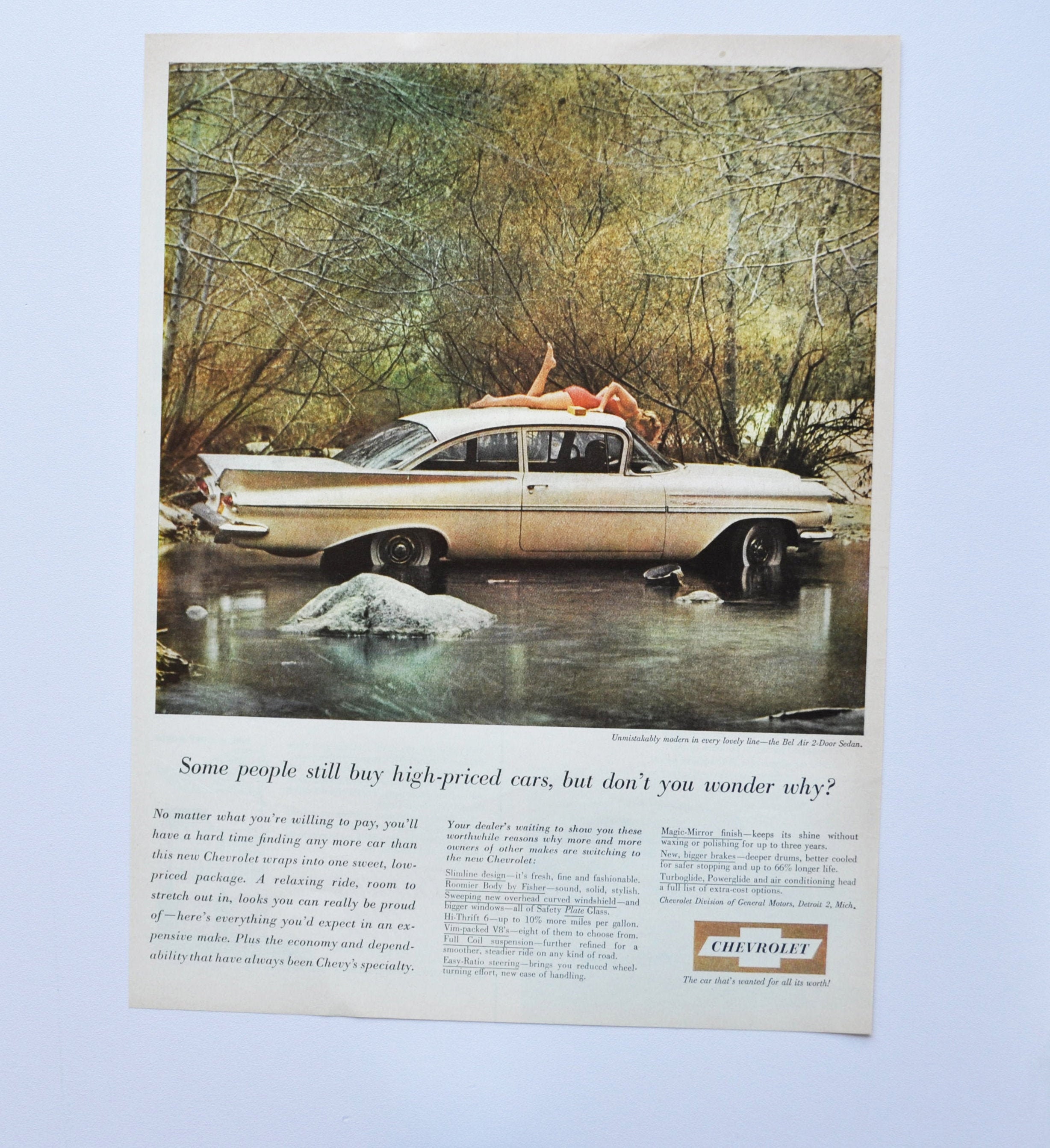 Large Car Ad 1959 Chevrolet Bel Air 2-door Sedan (GM General Motors ...