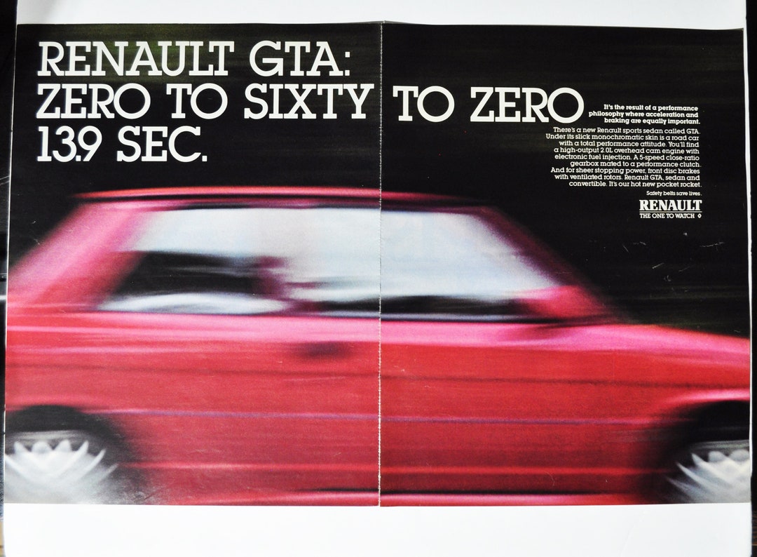2-page Car Ad Renault GTA (motor Company Classic Old Photo ...