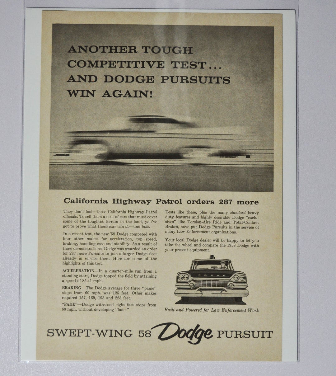 Car Ad 1958 Dodge (motor Company Classic Old Photo Advertisement Parts ...