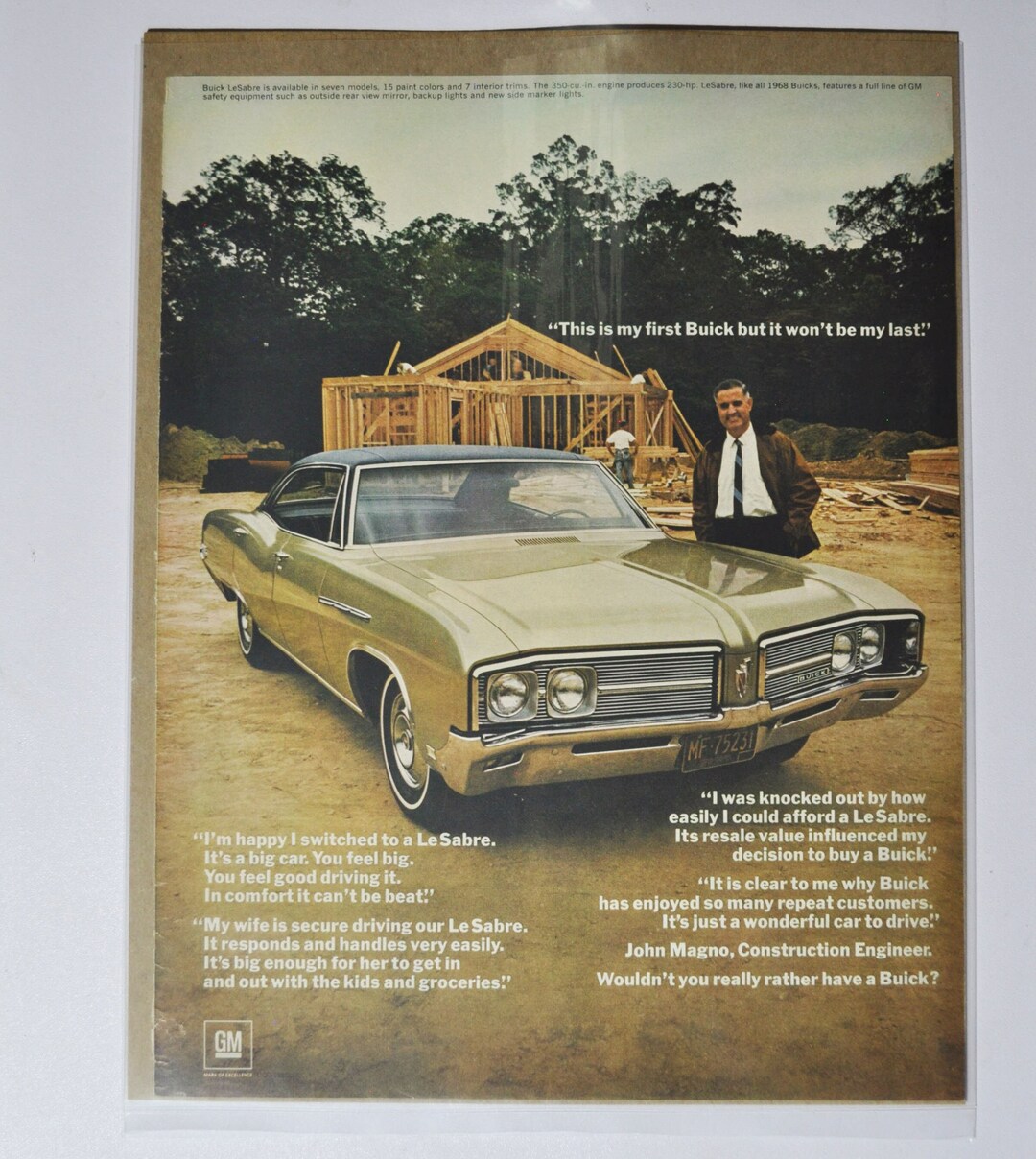 Large Car Ad 1968 Buick Lesabre (general Motors Company GM Old Vintage ...