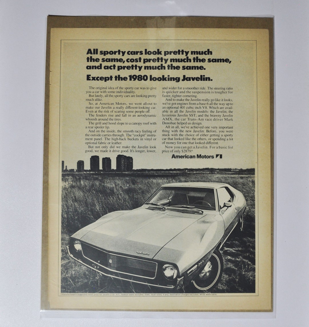 Large Car Ad 1980 AMC Javelin (american Motors Company Classic Old ...