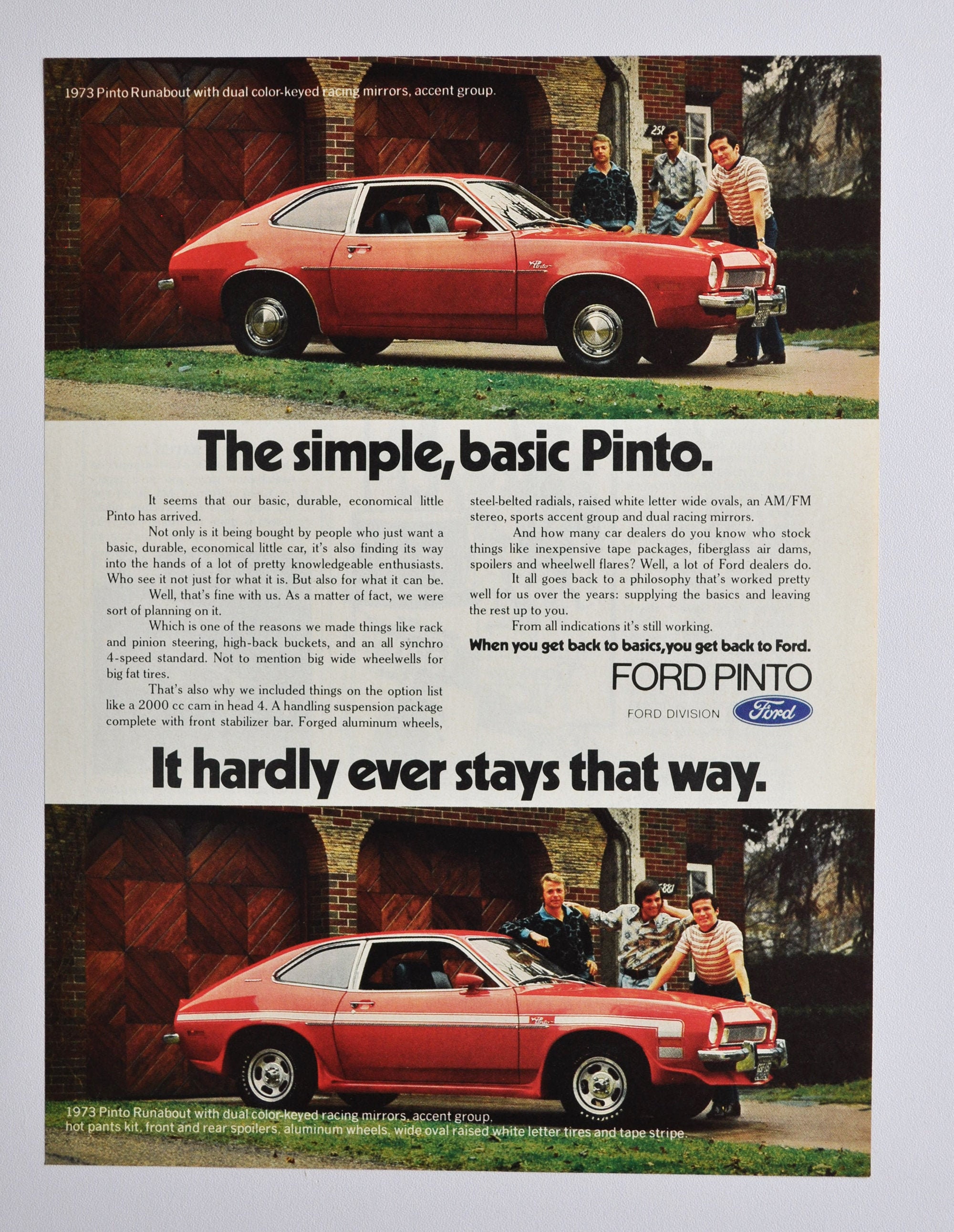 Car Ad 1973 Ford Pinto Runabout (motor Company Classic Old Photo ...