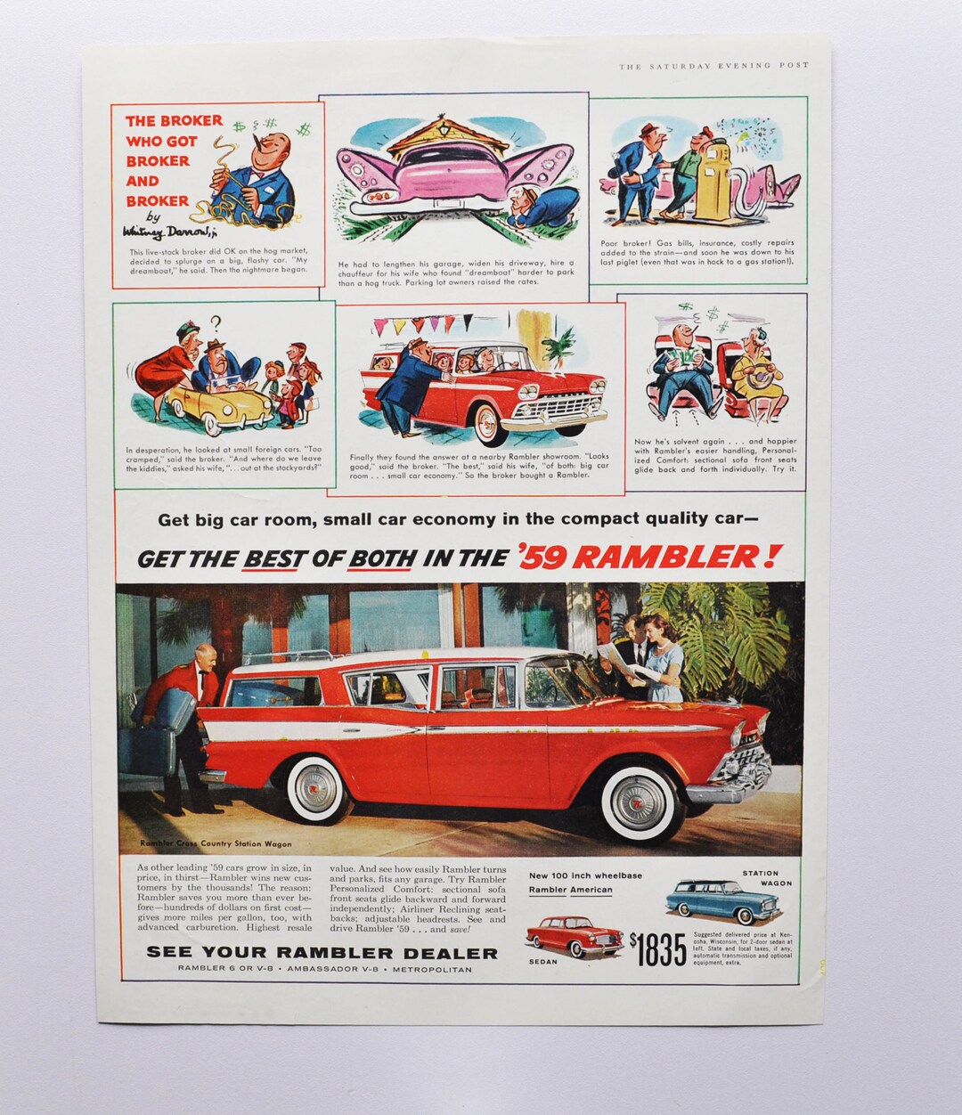 Large Car Ad 1959 Rambler (american Motors Classic Old Photo ...