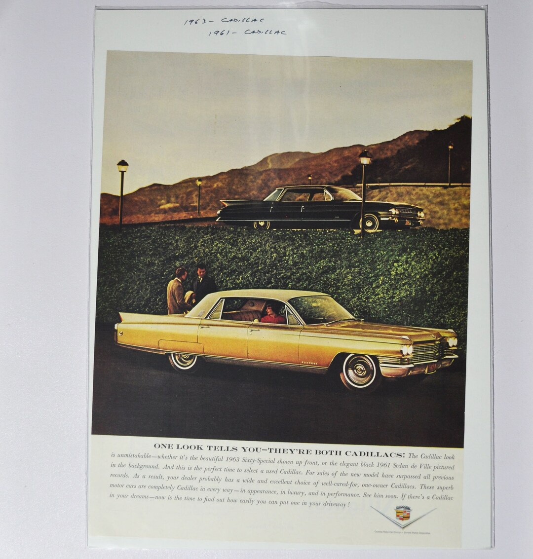 Large Car Ad Cadillac 1963 Sixty-special & 1961 Sedan De Ville (motor ...