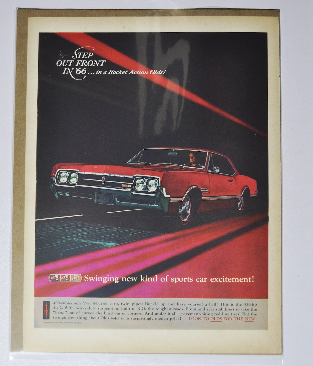 Large Car Ad 1966 Oldsmobile 4-4-2 442 (GM General Motors Classic Old ...