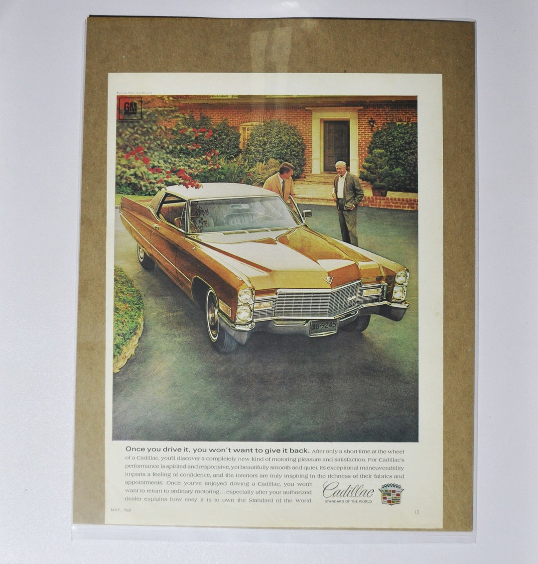 Large Car Ad 1968 Cadillac (motor Company Classic Old Photo ...
