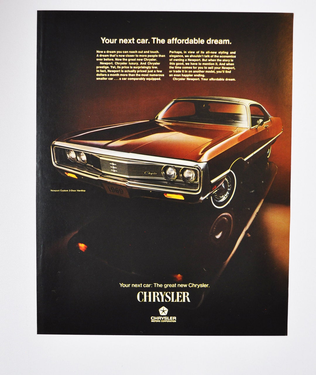 Large Car Ad 1969 Chrysler Newport (motor Company Classic Old Photo ...