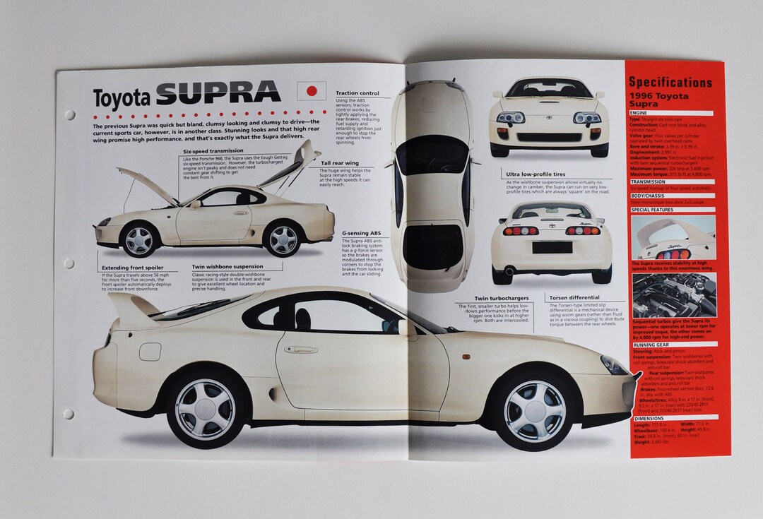 Spec Sheet Toyota Supra (1993-PRESENT) (motor Car Photo Stat Info Specs ...
