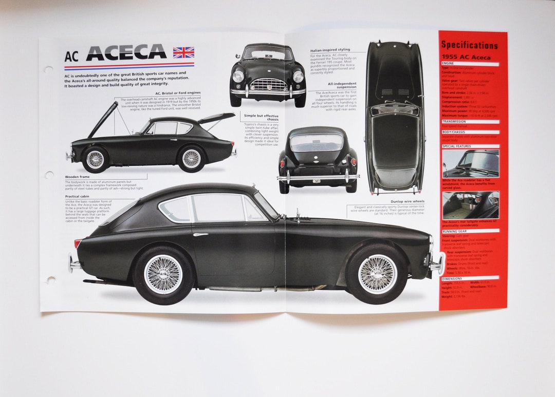 Spec Sheet AC Aceca (1954-1963) (car, Photo, Stat Info Specs Brochure ...