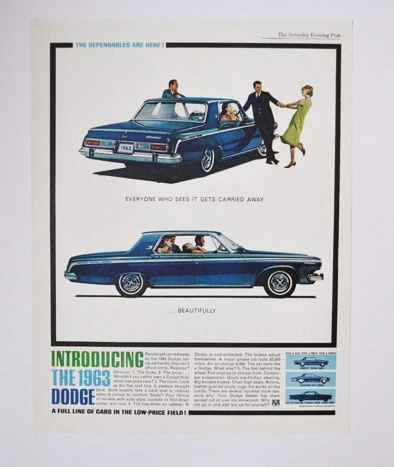 Large Car Ad 1963 Dodge motor Company Classic Old Photo - Etsy