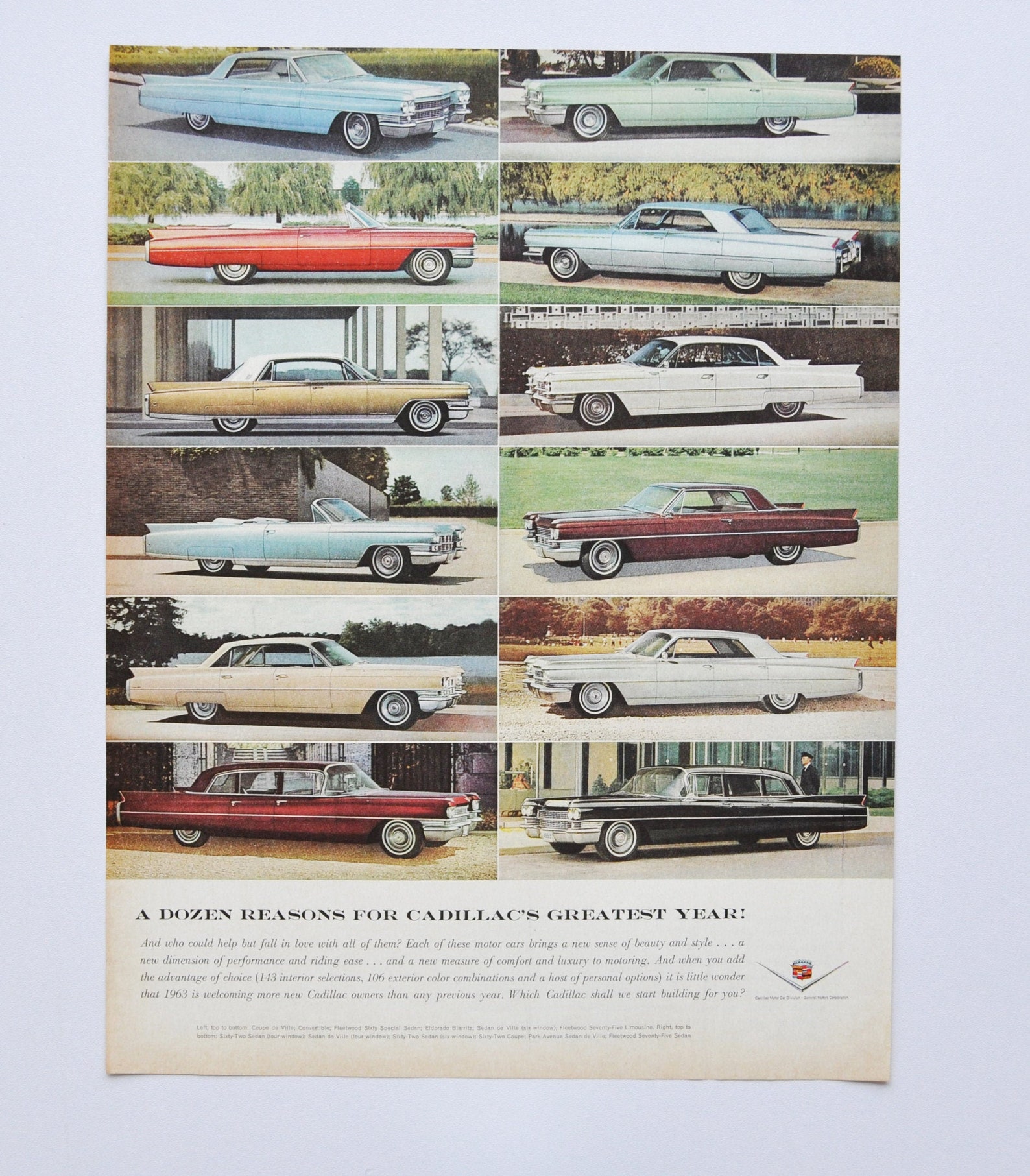 Large Car Ad 1963 Cadillac motor Company Classic Old Photo - Etsy