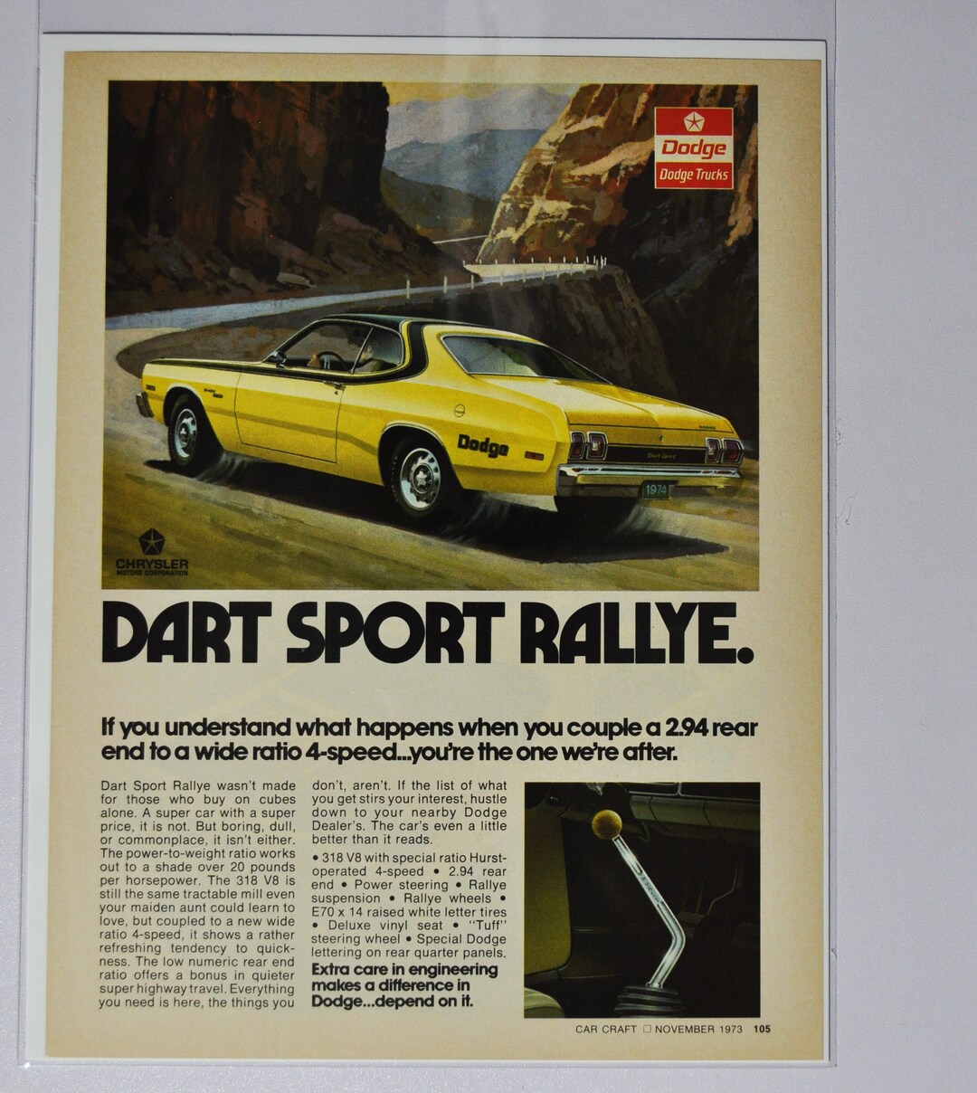Car Ad 1974 Dodge Dart Sport Rallye (motor Company Classic Old Photo ...