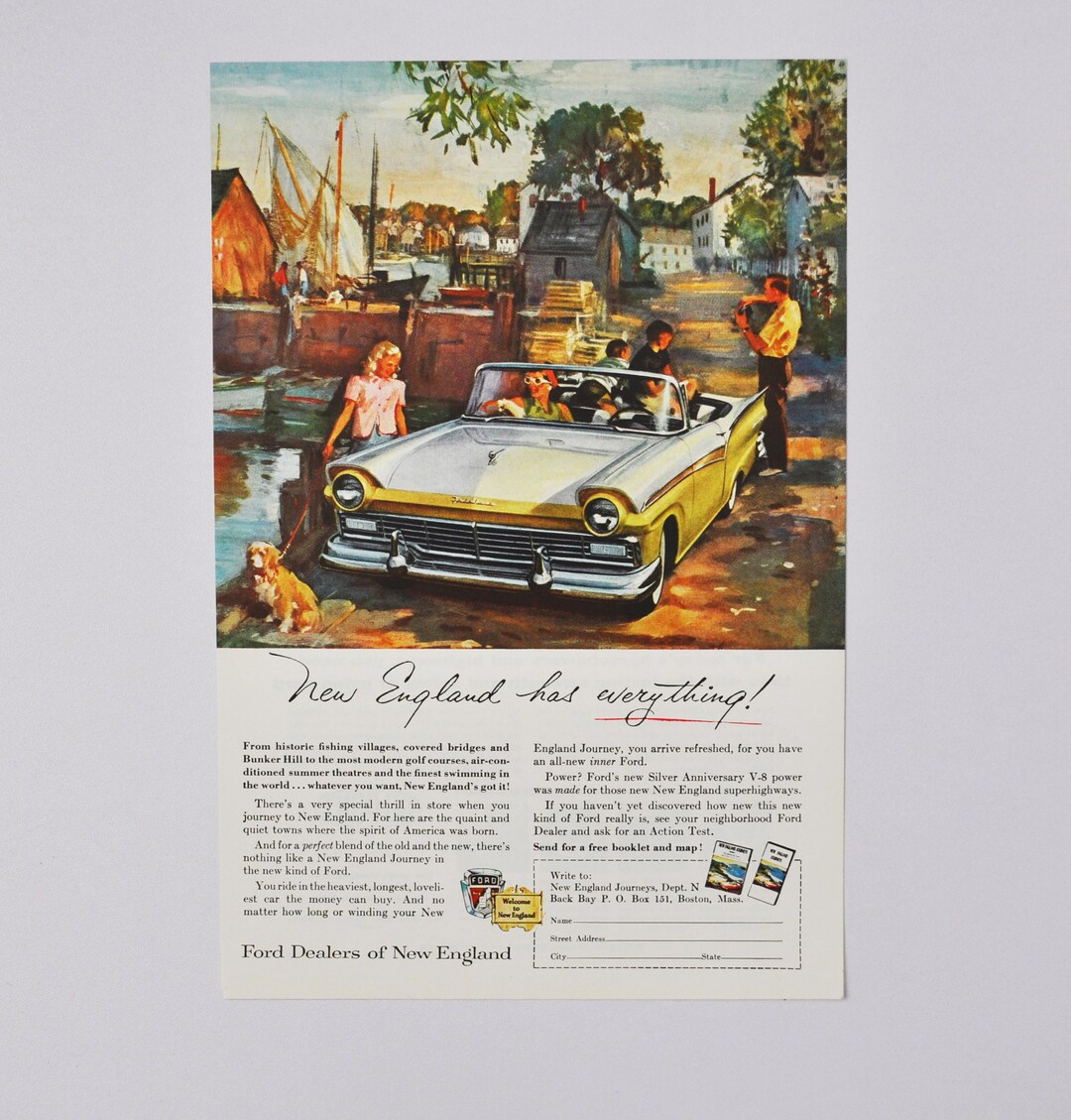 Anuncio de coche 1957 Ford Dealers New England (anuncio fotográfico ...