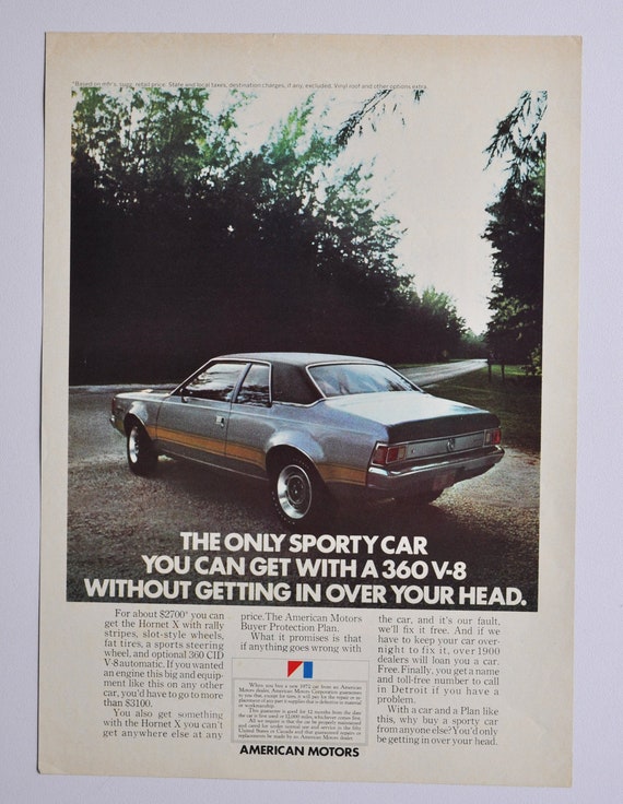 Advertisements Large Car Ad 1972 AMC Hornet american motors company ...