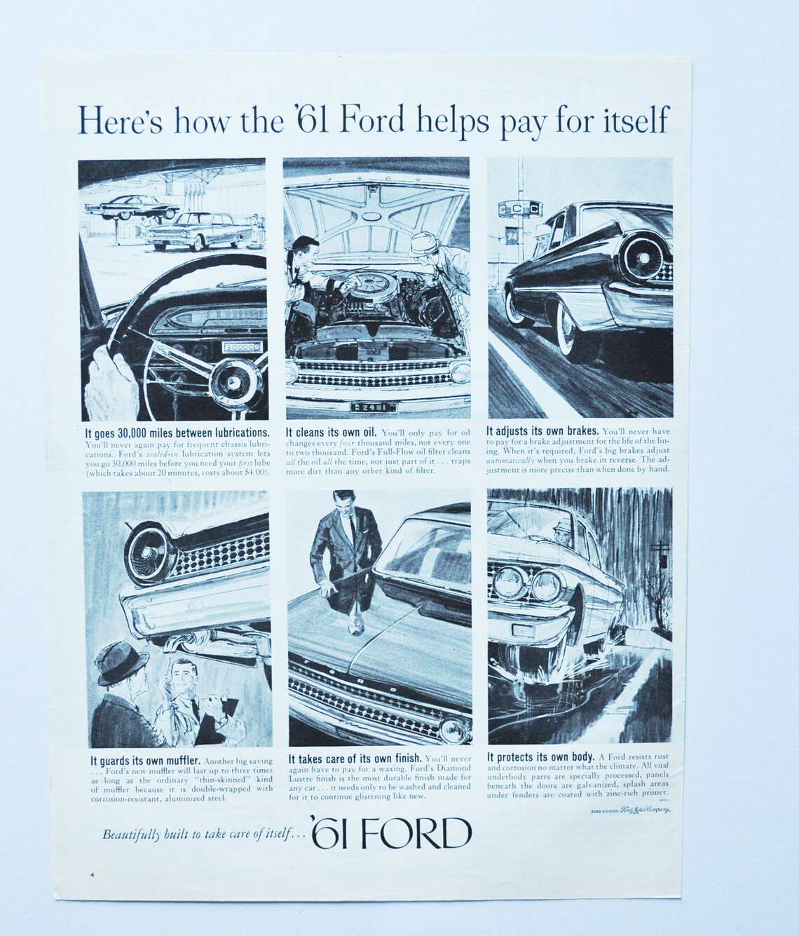 Large Car Ad 1961 Ford (motor Company Classic Old Photo Advertisement ...