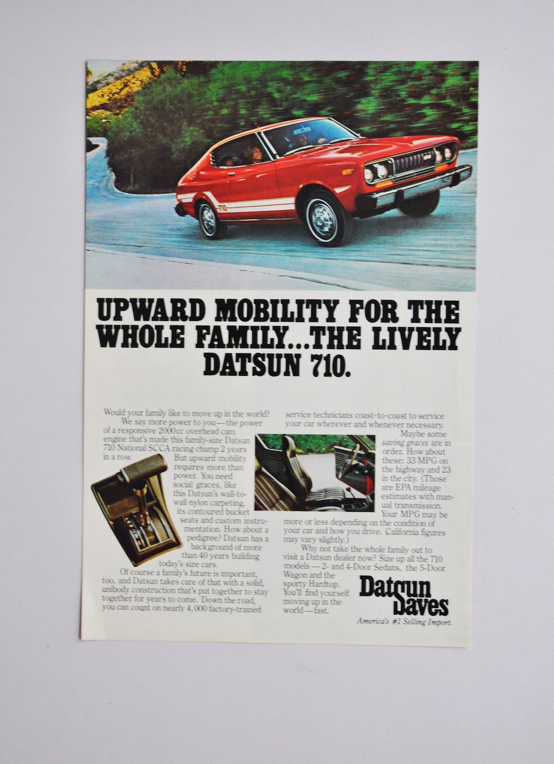 Car Ad 1970's Datsun 710 (motor Company Classic Old Photo Advertisement ...