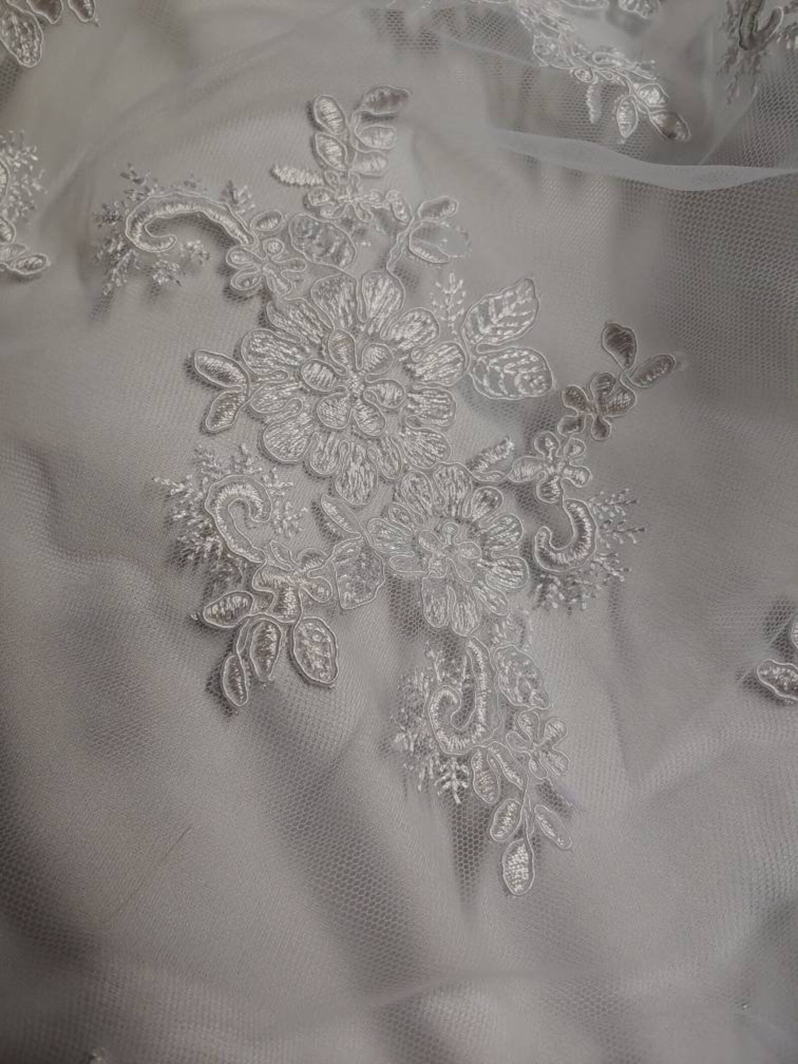 Fancy Lace Fabrics for Weddings, White Cord Lace Fabric With Sequins ...