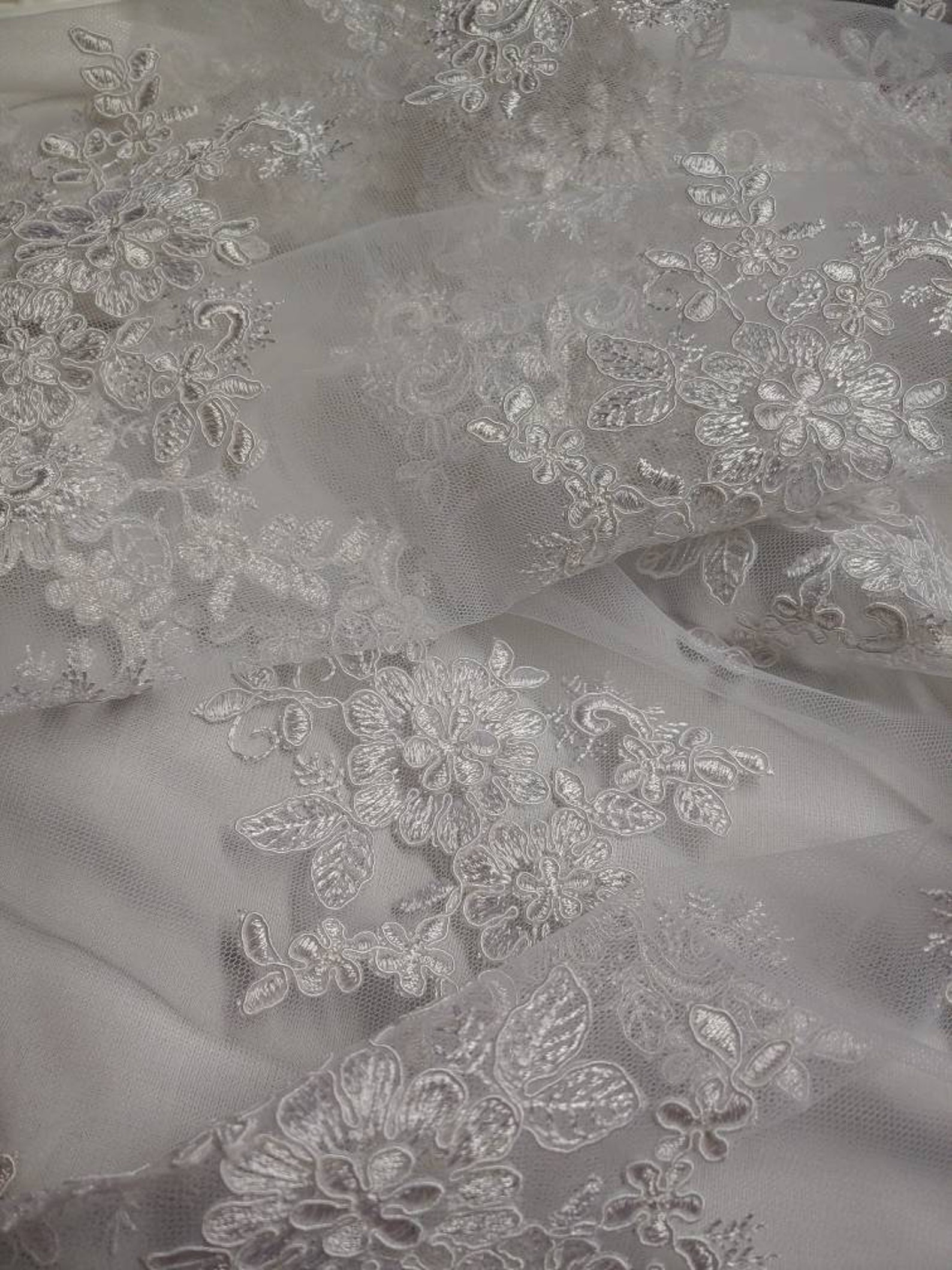 Fancy Lace Fabrics for Weddings, White Cord Lace Fabric With Sequins ...