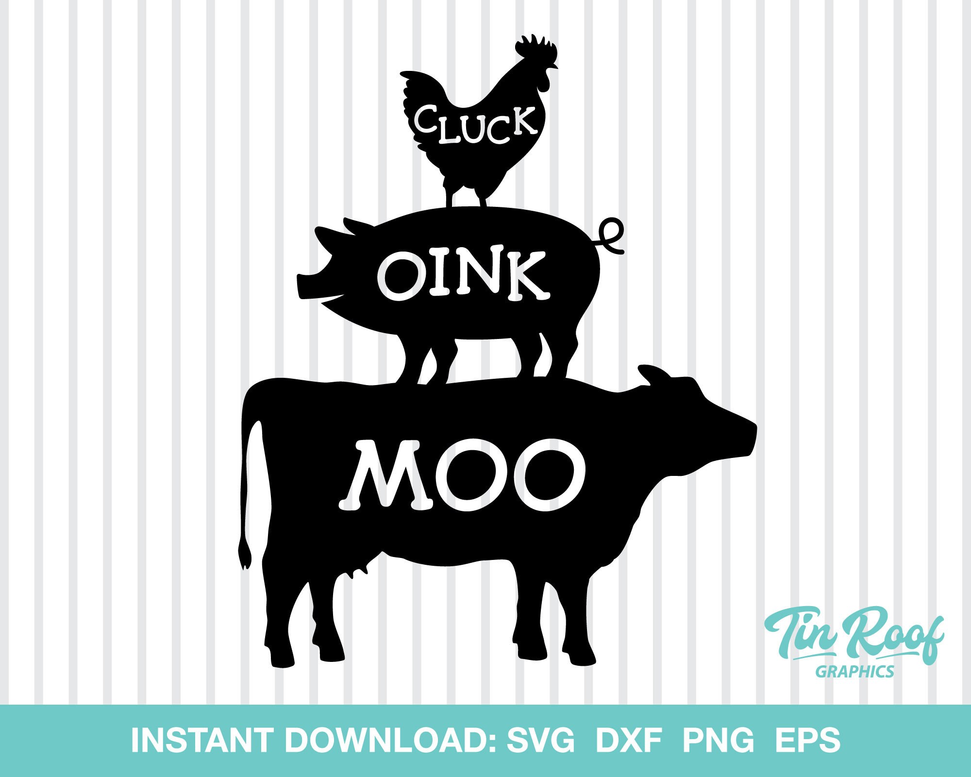 Cluck Oink Moo SVG Chicken Pig Cow Cut File | Etsy