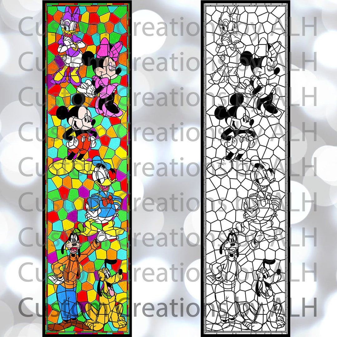 Mickey and Friends Stained Glass Printable PDF PNG JPEG - Etsy