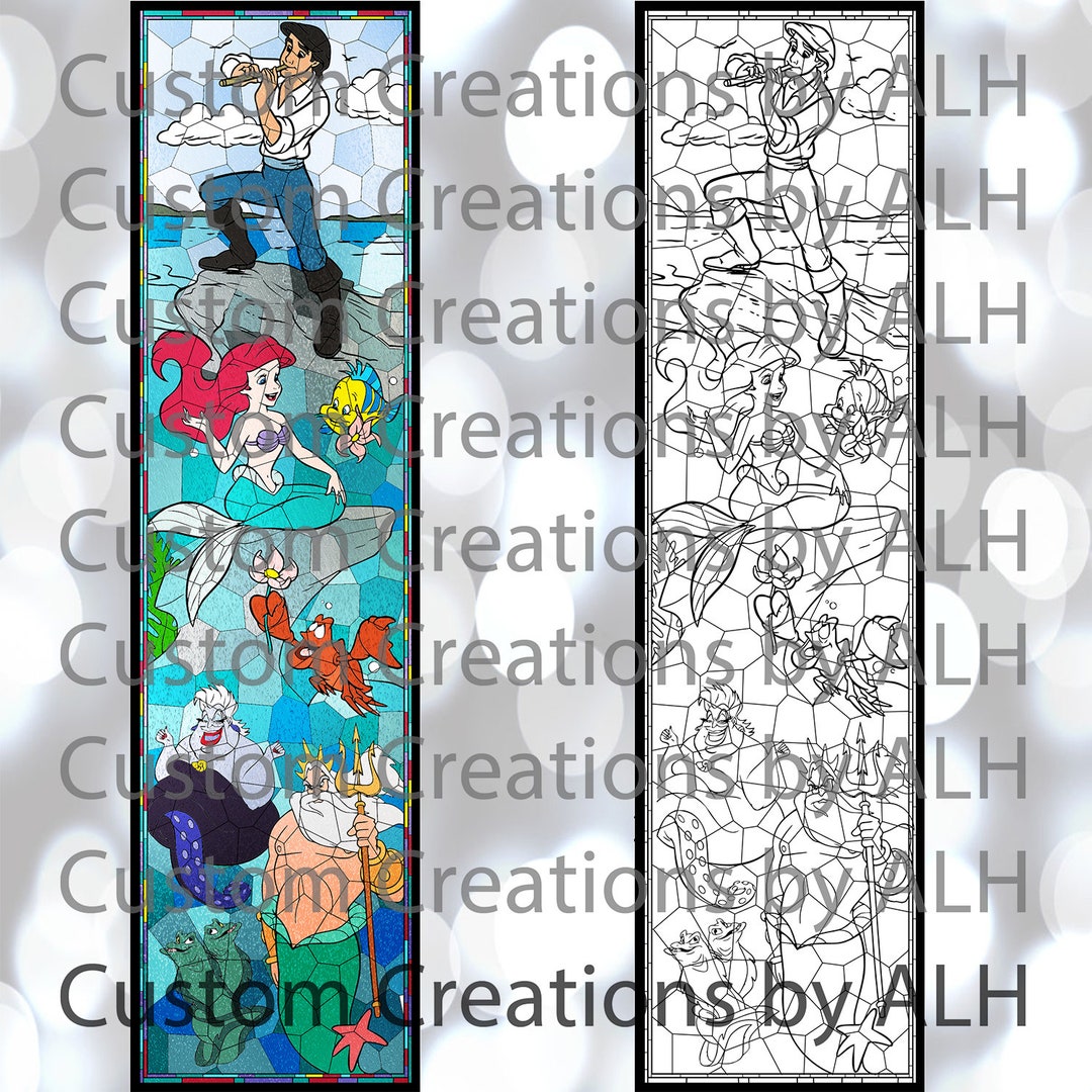 The Little Mermaid Stained Glass Printable PDF PNG JPEG - Etsy