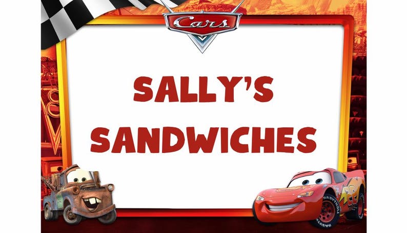 Disney Cars Editable Food Tent Labels – Instant Download | Printable ...