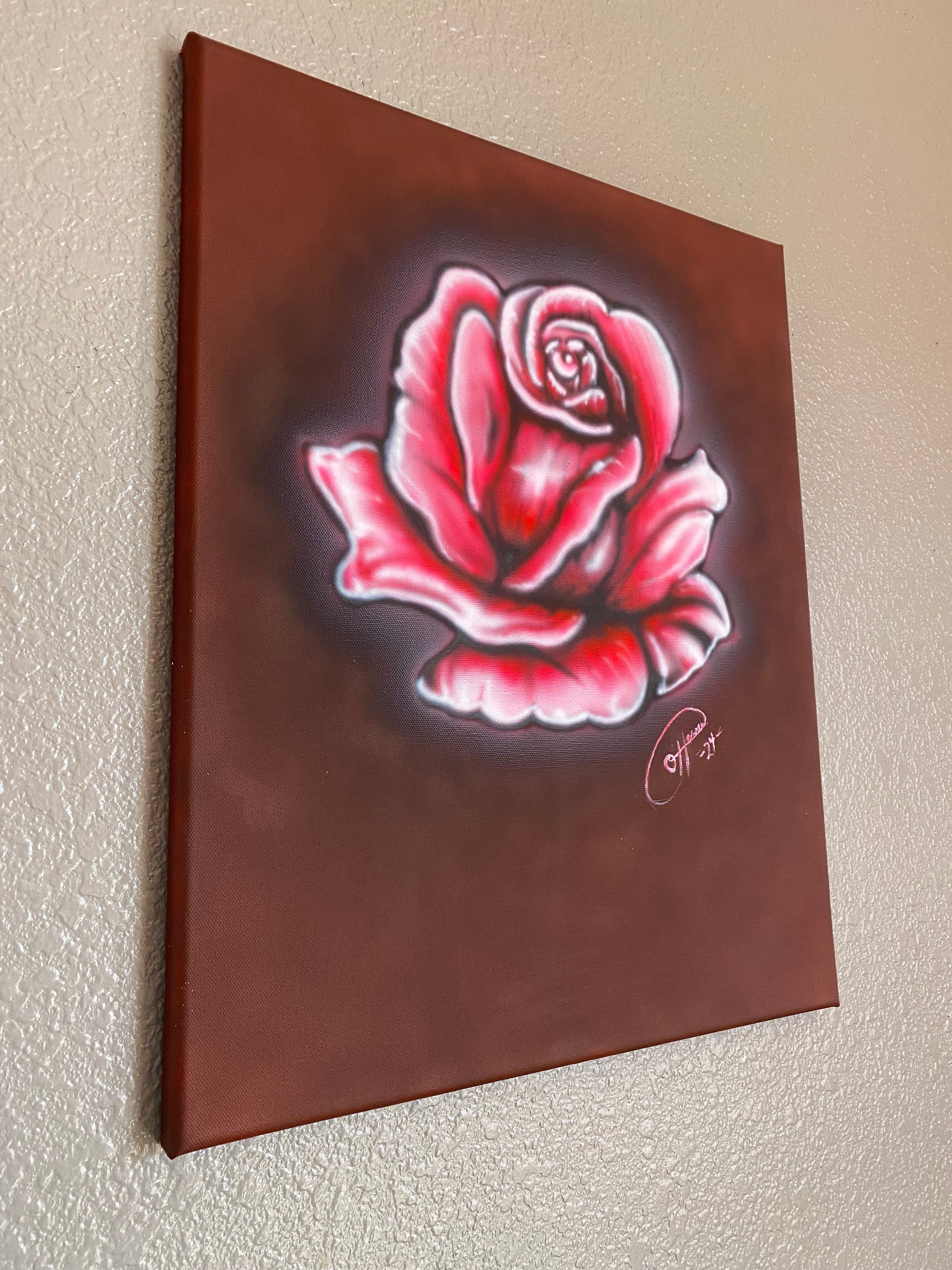 Original Airbrushed Painting of a Rose - Etsy