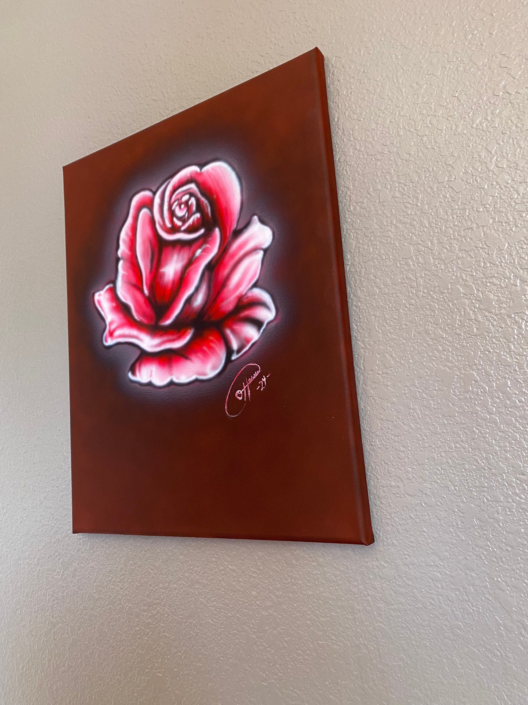 Original Airbrushed Painting of a Rose - Etsy