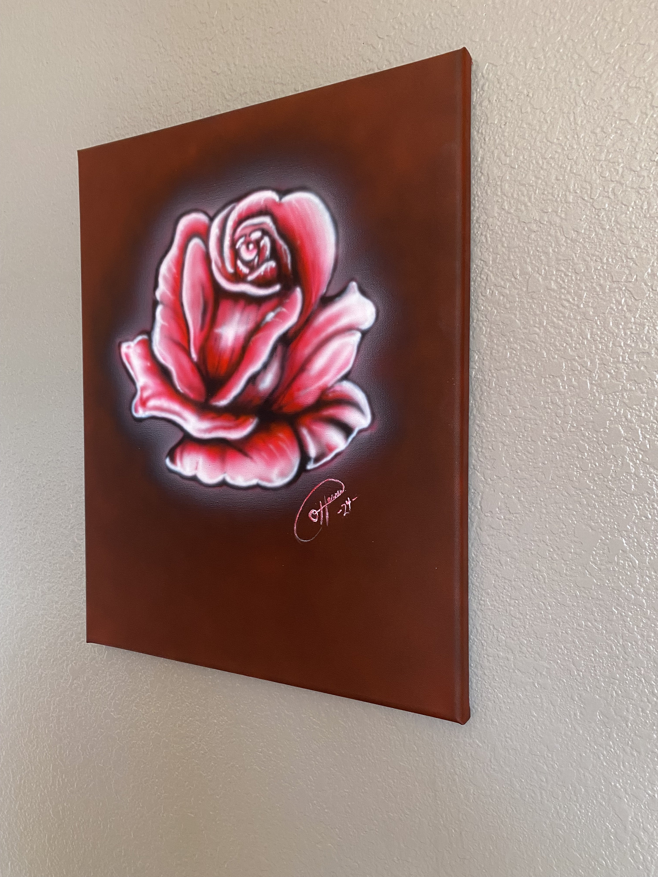 Original Airbrushed Painting of a Rose - Etsy