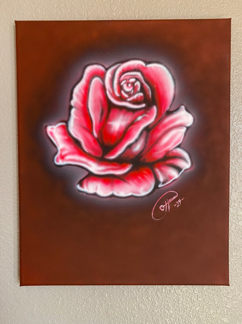Original Airbrushed Painting of a Rose - Etsy