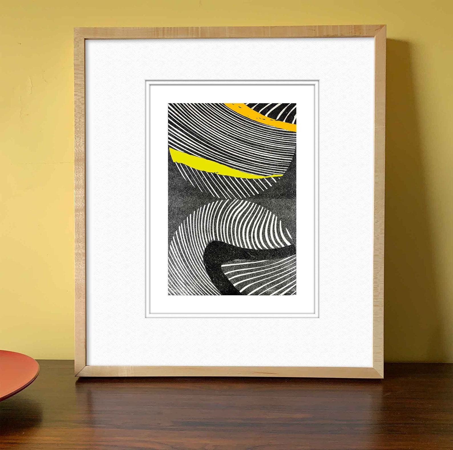 Saturnalia Planets Design. Woodblock Print. Geometric Abstract. Mid ...