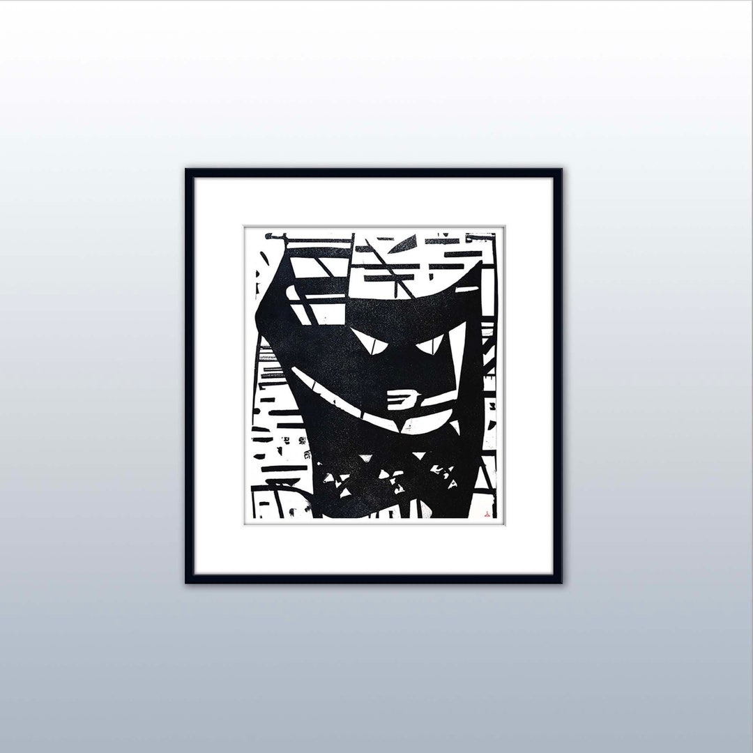 Cheshire Cat Expressionist Woodcut Digital Print for Immediate Download ...